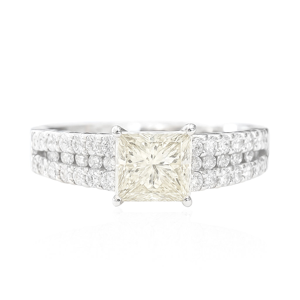 Princess Faint Yellow L Diamond Ring - 0.995ct – Weiss Diamonds (ヴァイス)
